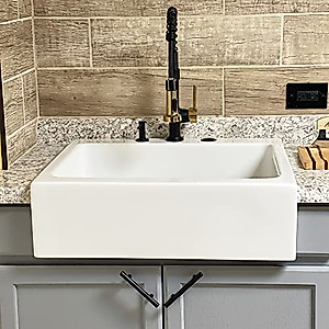 Sinkology SK452-26FC-3-AMZ Anna QuickFit Drop-in Farmhouse 25.85 in. 3-Hole Single Bowl Crisp White with Care IQ Kit Fireclay Kitchen Sink