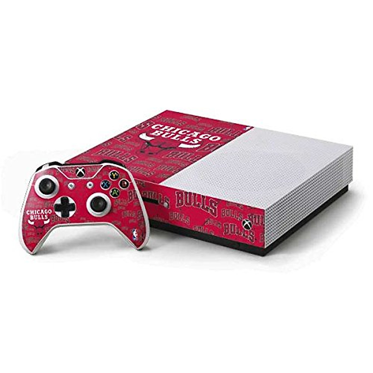 Skinit Decal Gaming Skin Compatible with Xbox One S Console and Controller Bundle - Officially Licensed NBA Chicago Bulls Blast Design
