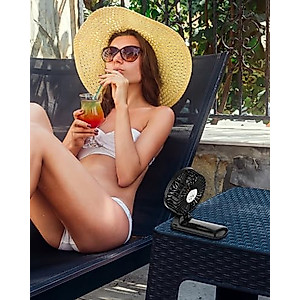 Portable Fan Handheld Fan, Mini Hand Held Fan, 6-15H Cooling Small Personal Fan, 180° Foldable Mini Desk Fan with 4 Quiet Speed, Neck Fan w/Lanyard for Kids Women Men Travel Outdoor Office, Black