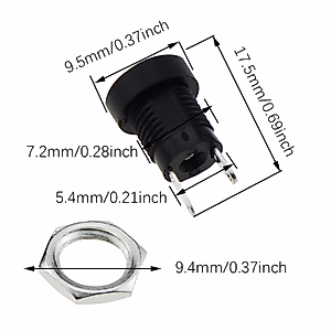 SQXBK 12PCS Power Round Jack DC 5.5x2.1mm DC Power Socket Panel Mount Nut Kit Electrical Plug Black