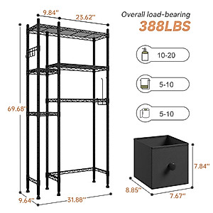 REIBII Over Toilet Storage with Drawer Over The Toilet Storage Shelf 3 Tier Over The Toilet Cabinet Over Toilet Bathroom Storage Bathroom Shelves with Towel Hook,Tissue Holder,Sturdy,Space-Saving