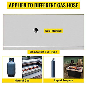 VEVOR Fire Pit Pan 49x8 Inch, Stainless Steel Linear Trough Fire Pit Pan and Burner, Built-in Fire Pit Burner Pan, 90K BTU