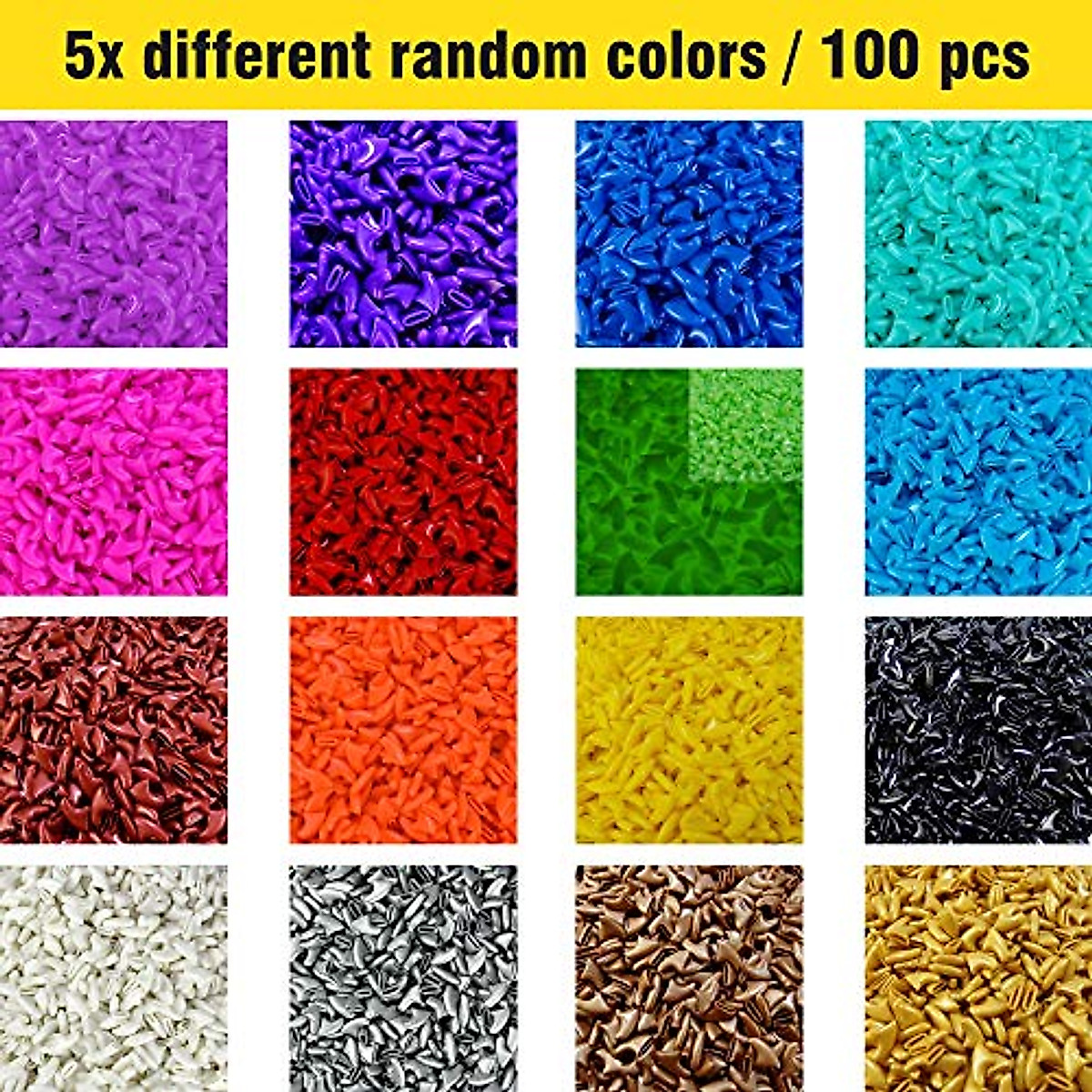 zetpo Cat Nail Caps | Cat Claw Covers | with Adhesives and Applicators (M, 5X Solid Random Colors | 100 pcs)