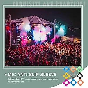 Microphone Accessories Rubber Handheld Microphone Rolling Protection Ring Anti- rolling Shakeproof Mic Protector For KTV Karaoke Random Color 10Pcs Mic Case