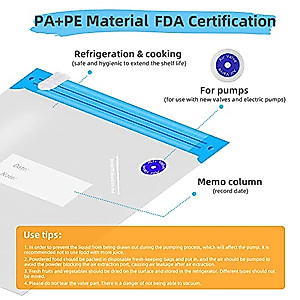 Sous Vide Bags,20 PCS Reusable Vacuum Sealer Bags for Food with 6 Sealing Clips, BPA Free Vacuum Food Storage Bags (8.7x8.3 Inch)