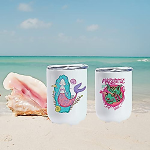 AGH 12 oz Sublimation Wine Tumblers, 6 pack Stainless Steel Double Wall Vacuum Insulated Tumblers