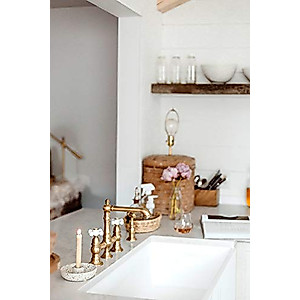 Kingston Brass KS7277PXBS English Country 8" Bridge Kitchen Faucet with Sprayer, Brushed Brass