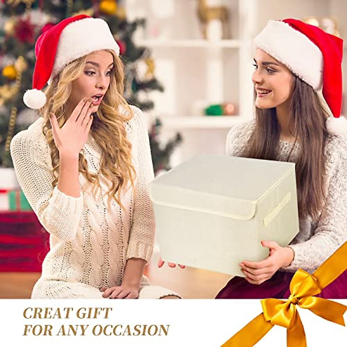 Bagnizer Collapsible Storage Bins with Lids, [1-Pack] Medium 22 Quart Linen Fabric Storage Boxes with Lids  for Home Bedroom Office (14.6 x 9.5 x 9.5, Beige)