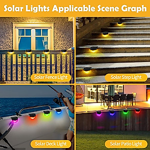 Kihoplly Solar Step Lights Outdoor, 4 Pack Solar Deck Lights Waterproof LED Solar Fence Lights for Garden Fence Patio Yard Stair Pathway Driveway Dock Porch Path