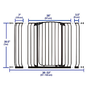 Dreambaby Chelsea Extra-Tall Auto-Close Security Baby Safety Gate-Black-with Extensions, Black, 28-42.5"