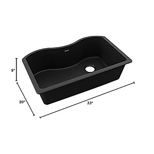Elkay ELGUS3322RBK0 Quartz Classic Single Bowl Undermount Sink, Black