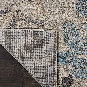 Nourison Tranquil Floral Ivory/Light Blue 2' x 4' Area -Rug, Easy -Cleaning, Non Shedding, Bed Room, Living Room, Dining Room, Kitchen (2x4)