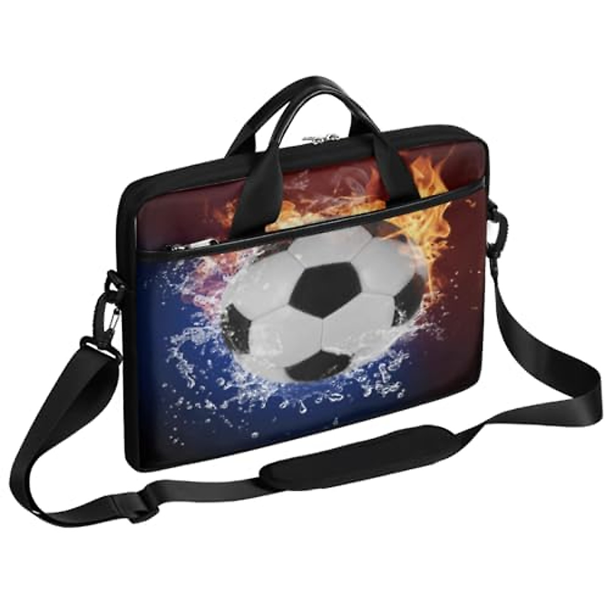 Soccer Fire Laptop Computer Bag Waterproof Shoulder Messenger Bag 13-15 inch Durable Laptop Tote Bag with Shoulder Strap Handle Lightweight Crossbody Briefcase
