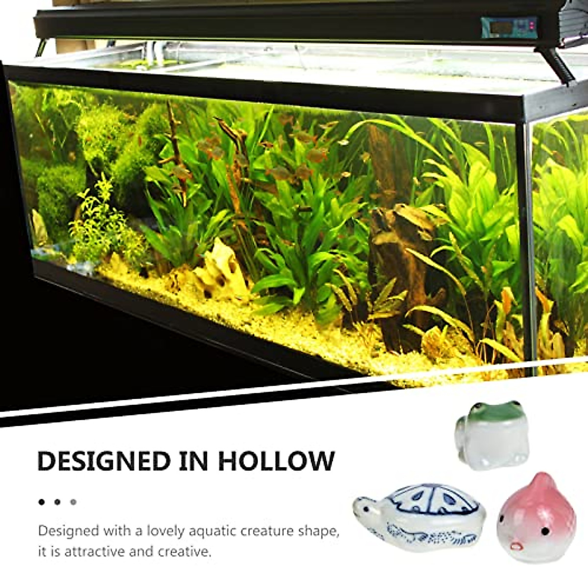 MAGICLULU 3Pcs Ceramic Animal Figurines Fish Frog Turtle Aquarium Floating Decorations Realistic Artificial Fishes Fish Tank Decorations Ornaments