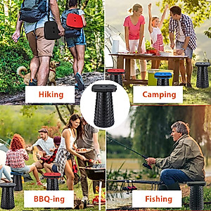 Outward Gear Upgraded Collapsible Stool Large Square Portable Folding Chair for Adults Camping Stool Sturdy Foldable Retractable Telescoping Stool (Black)