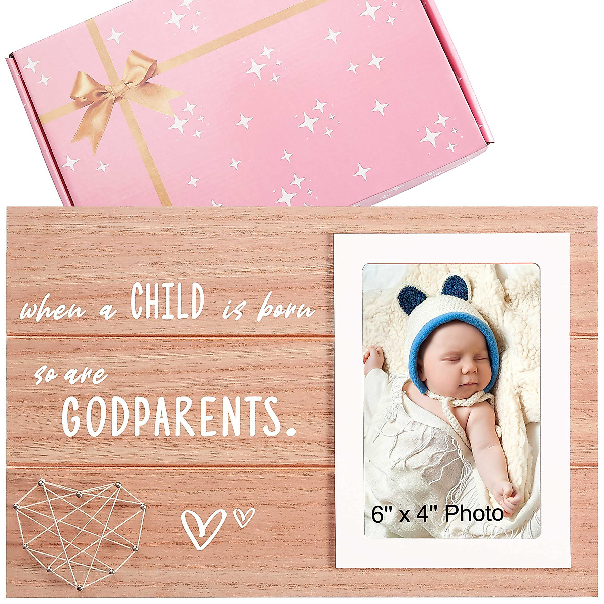 Sioial New Godparents Gifts,Photo Frame Gifts for New Godparents,Picture Frame Gift for New Godmother Godfather,Pregnancy Announcement Gift for Godparents,When A CHILD Is Born