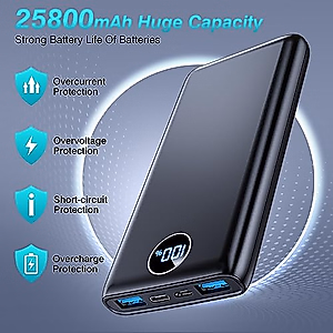 KEOLL Portable Charger 25800mAh Power Bank, 22.5w Fast Charging Battery Pack, LED Display USB C Backup Battery, Slim Portable Phone Charger for iPhone 15/14/13 Pro Samsung Android Cell Phone etc