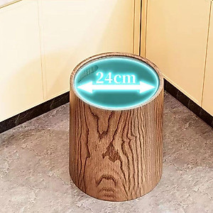 12/15L Trash Can with Lid,Wood Grain Trash Can,Walnut Brown Wood Grain Bathroom Garbage Can with Swing Top Lid,Household Trash Can with Removable Interior Waste Bucket for Home Office (Medium)