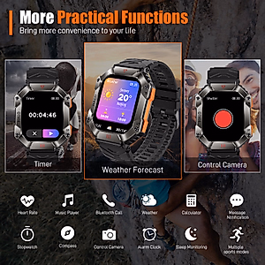 Military Smart Watch for Men 2.0" HD with Elevation Barometer Compass Fitness Tracker with IP68 Waterproof Heart Rate Sleep Monitor 650 mAh Outdoor Rugged Tactical Sports Smartwatch for iOS Android