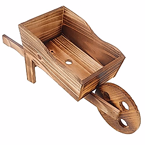 Creative Cart Plants Flower Pot for Succulent Plants, Rustic Wooden Cart Planter Container Bonsai, Cute Wheelbarrow Landscape Ornament for Desk Garden Home Balcony Courtyard Decor