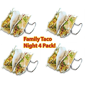Taco Tuesday Taco Holders (4 PACK - 3 TACO HOLDER) Family Dinner ideas = Taco Time! Best Taco Holder Easy to Clean- Includes Taco Recipes -Holds Hard and Soft Taco Shell- Stand Up Taco Rack