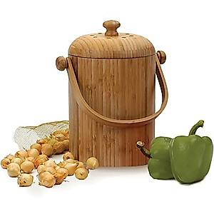 RSVP International Bamboo Kitchen Compost and Accessories Collection, Compost Pail, 3.25 Quart