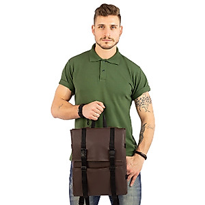 Under NY Sky Knife Bag - Brown Real Leather - 13 Knife Slots, 2 Zipped Pockets for Kitchen Utensils, Large Pocket for Tablets & Notebooks - Expandable - Tool Storage Bag Style for Chefs, Cooks, BBQ
