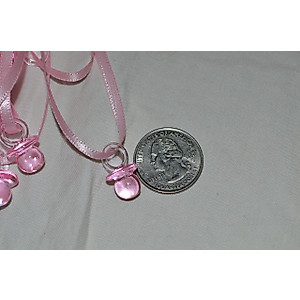 24 Pcs 3/4" Mini Light Pink Plastic Pacifier Necklaces "Don't Say Baby!" for Baby Shower Party Game/ Favors