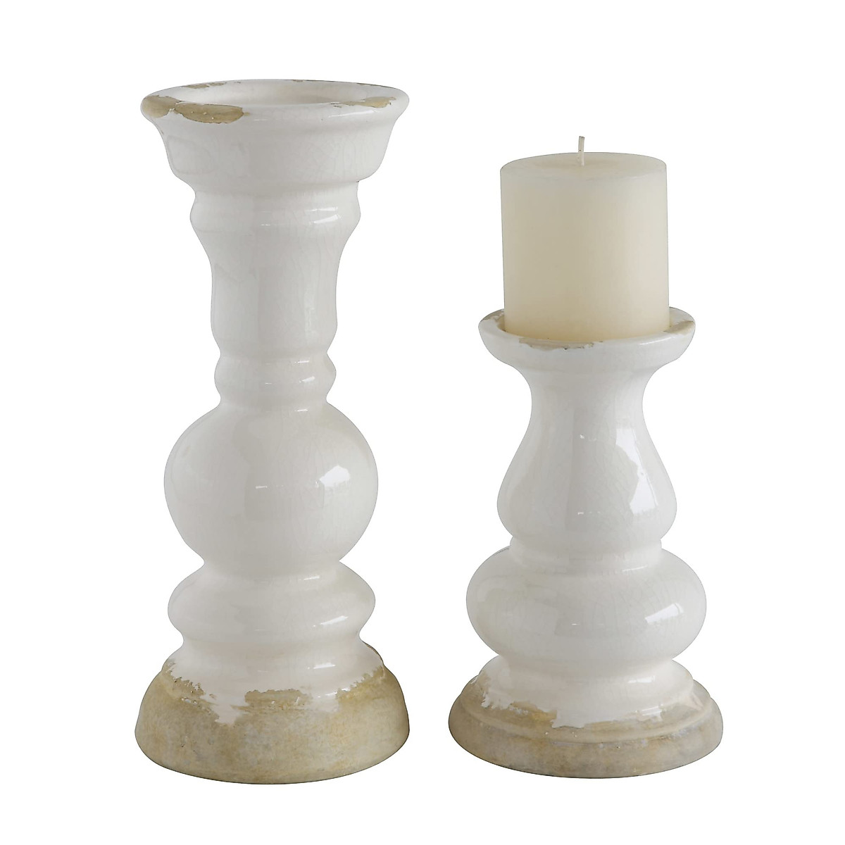 Creative Co-Op Stoneware Candleholder (Holds 3" Pillar Candle)