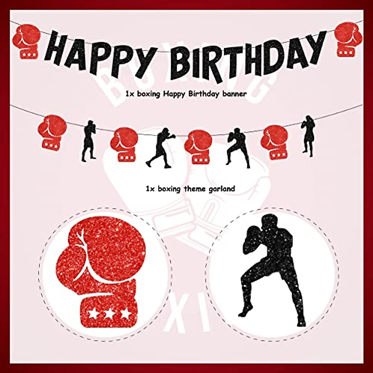 Boxing Birthday Party Decorations Banner Garland Wrestling Party Supplies Boxing Match Fight Sports Theme Boxer Birthday Party Decorations