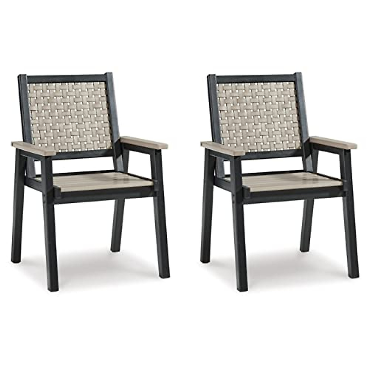 Signature Design by Ashley Mount Valley Arm Chair, 2 Count, Light Brown & Black