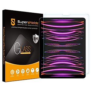Supershieldz Designed for iPad Pro 12.9 inch (2018-2022, M2) - 6th/5th/4th/3rd Generation Tempered Glass Screen Protector, Anti Scratch, Bubble Free