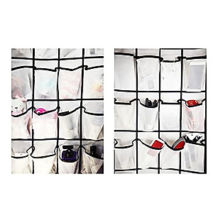 HEVSTIL White Over The Door Shoe Organizer 24 Pocket Shoe Organizer Storage Rack Hangs on Closets for Door Large Capacity Shoe Organizer Holder with 4 Metal Hooks