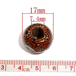 Housweety 100 Mixed Painted Drum Wood Spacer Beads 17x16mm, Round Loose Wood Beads Bulk for Braids, African Beads for Hair, Jewelry Making, Craft DIY, Macrame Rosary Bracelet Necklace Making