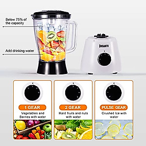 Blender for Kitchen 52oz Smoothie Blender with Plastic Jar 500 Watts Countertop Blender for Shakes and Smoothies 2 Speed with Pulse Licuadora Ice Crusher Blender for Frozon (White Black)