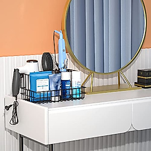 Hair Tool Organizer, NPPLUS Metal Hair Dryer Styling Holder Wall Mounted for Bathroom Countertop Storage, Hair Supply Organizer to Store Blow Dryer, Curling Iron, Straightener, Hair Products - Black