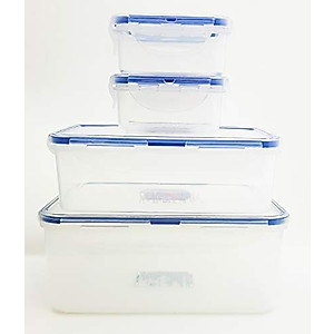 Lock & Lock Plastic Food Storage Airtight Container Set (2300ml/78oz+1000ml/34oz+(180ml/6oz×2))
