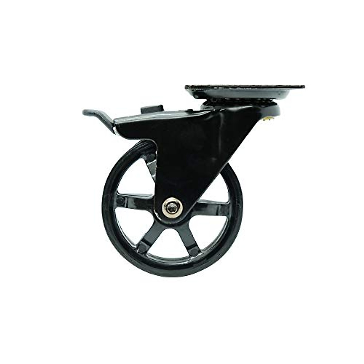 Headbourne 8276E 3 inch Polyurethane Mag, 4 Pack Designer Caster, 3-Inch, Gloss Black, 4 Count