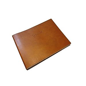 Fiorentina Soft Cover Italian Leather Guest Book with Guests Embossed on Cover - Tan