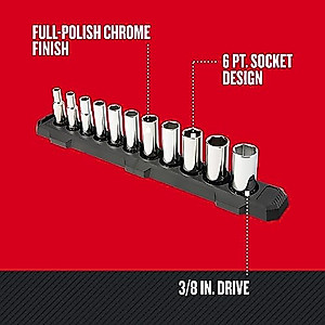 CRAFTSMAN Socket Set, SAE, 3/8" Drive, 6 Pt., 11Piece (CMMT12044)