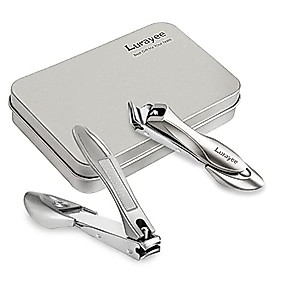 Nail Clipper Set, Professional Nail Clippers for Fingernails and Toenails, 2pcs Stainless Steel Splash Proof Nail Trimmer Nail Cutter Ingrown Toenail Thick Nails Tool Clipper Set