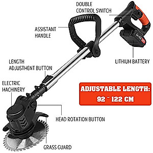 3 in 1 Weed Wacker Cordless String Trimmer - 24V Power Weed Eater Grass Trimmer with 3 Function Blades 2 Li-Ion Battery, Height Adjustable Lawn Edger Brush Cutter for Home Garden Lawn Yard