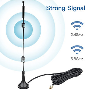 Tecreddy Wireless Camera Antenna WiFi Antenna 4-Pack Dual Band 2.4GHz 5GHz 5.8GHz 9dBi Magnetic Base MIMO RP-SMA Male Antenna for WiFi Router Wireless Network Card USB Adapter Security IP Camera