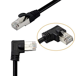 Cat5 Ethernet Cable,RJ45 Male to Male 90 Degree Internet Network LAN Cable Patch Cord for PC, Router, Modem, Printer, Xbox, PS4-1.5FT (Angle Right)