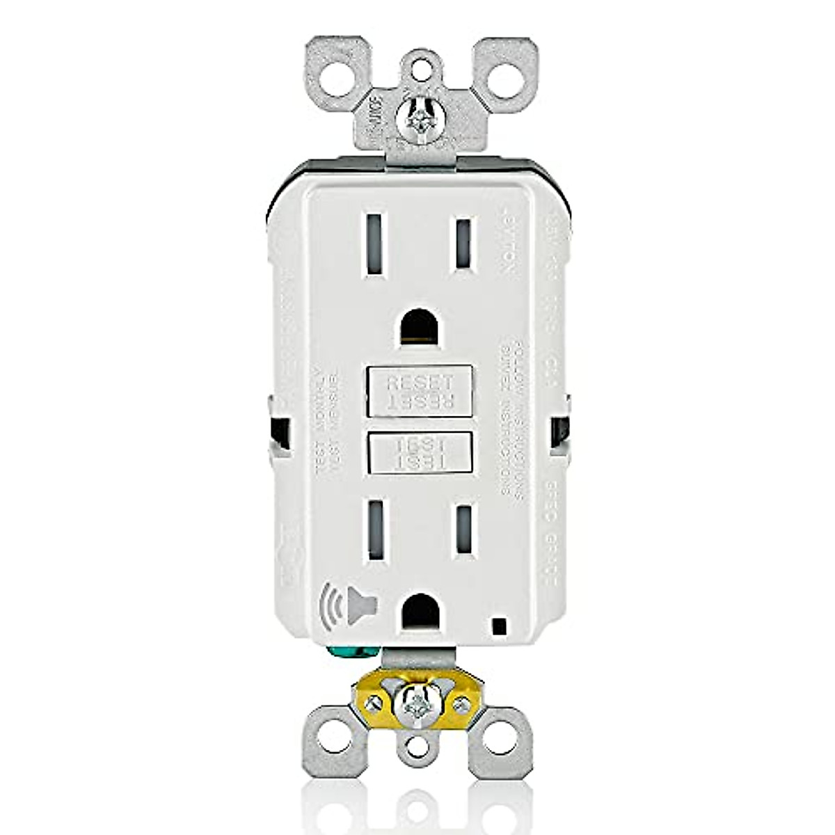 Leviton GFTA2-W SmartlockPro Self-Test Slim GFCI with Audible Trip Alert, Wallplate Included, 20 Amp, White