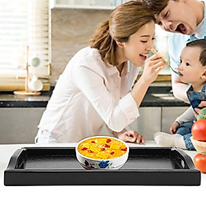 Black Coffee Table Tray, Rectangle Shape Wooden Food Serving Tray for Home Kitchen Restaurant(Black)