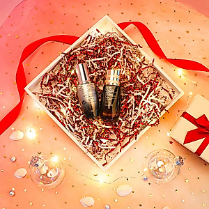 Zwish 150 Grams Red & White Crinkle Cut Paper Shred Filler Metallic Iridescent Gift Boxes Filler Gift Wrapping Gift Basket Filler for Gift Wrapping & Basket Filling-Red & White