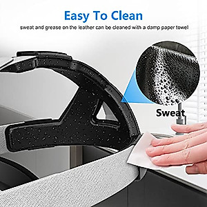AMVR Head Back Foam Padding, Soft Leather Pad for Meta Quest 2 VR Headset Head Strap Accessories(Black)