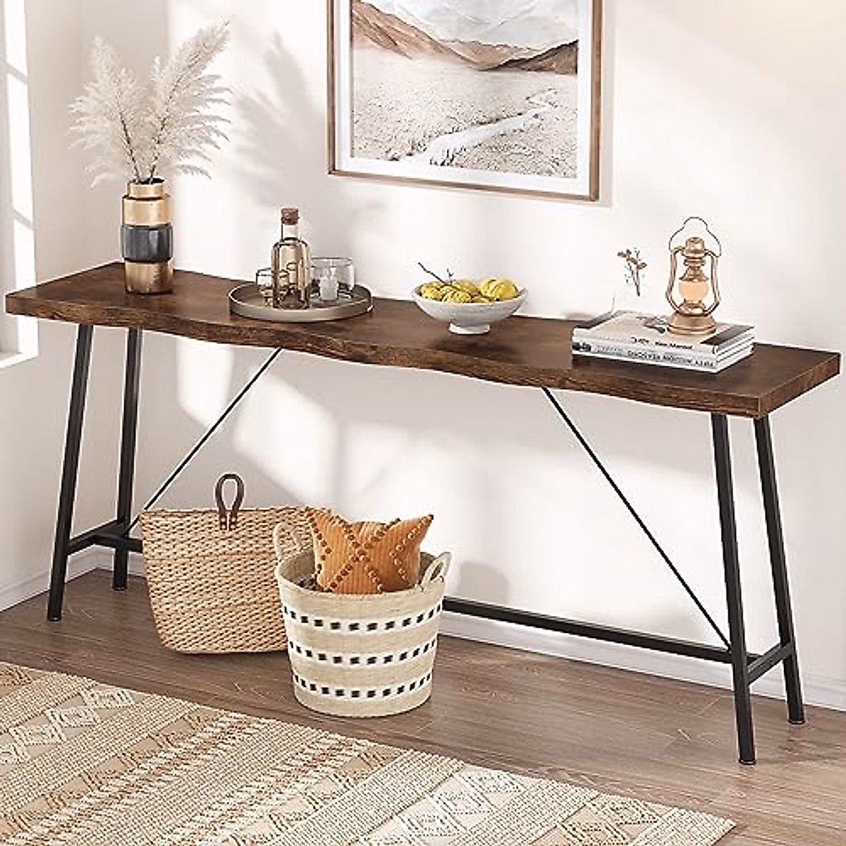 Tribesigns Long & Wider Console Table, 71 inches Behind Couch Table Industrial Entryway Table, Vintage Hallway Table, Rustic Long Sofa Table, Large Accent Table for Living Room & Entrance