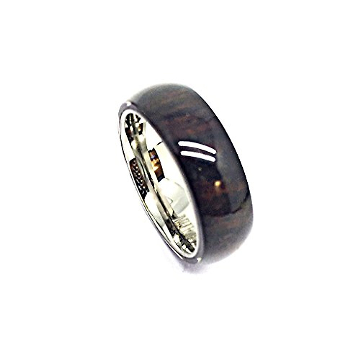 Tungsten Jeweler Free Shipping 6mm Titanium With Pure Hawaiian Dark Koa Wood Domed Top Wedding Band Ring ForMen Or Ladies